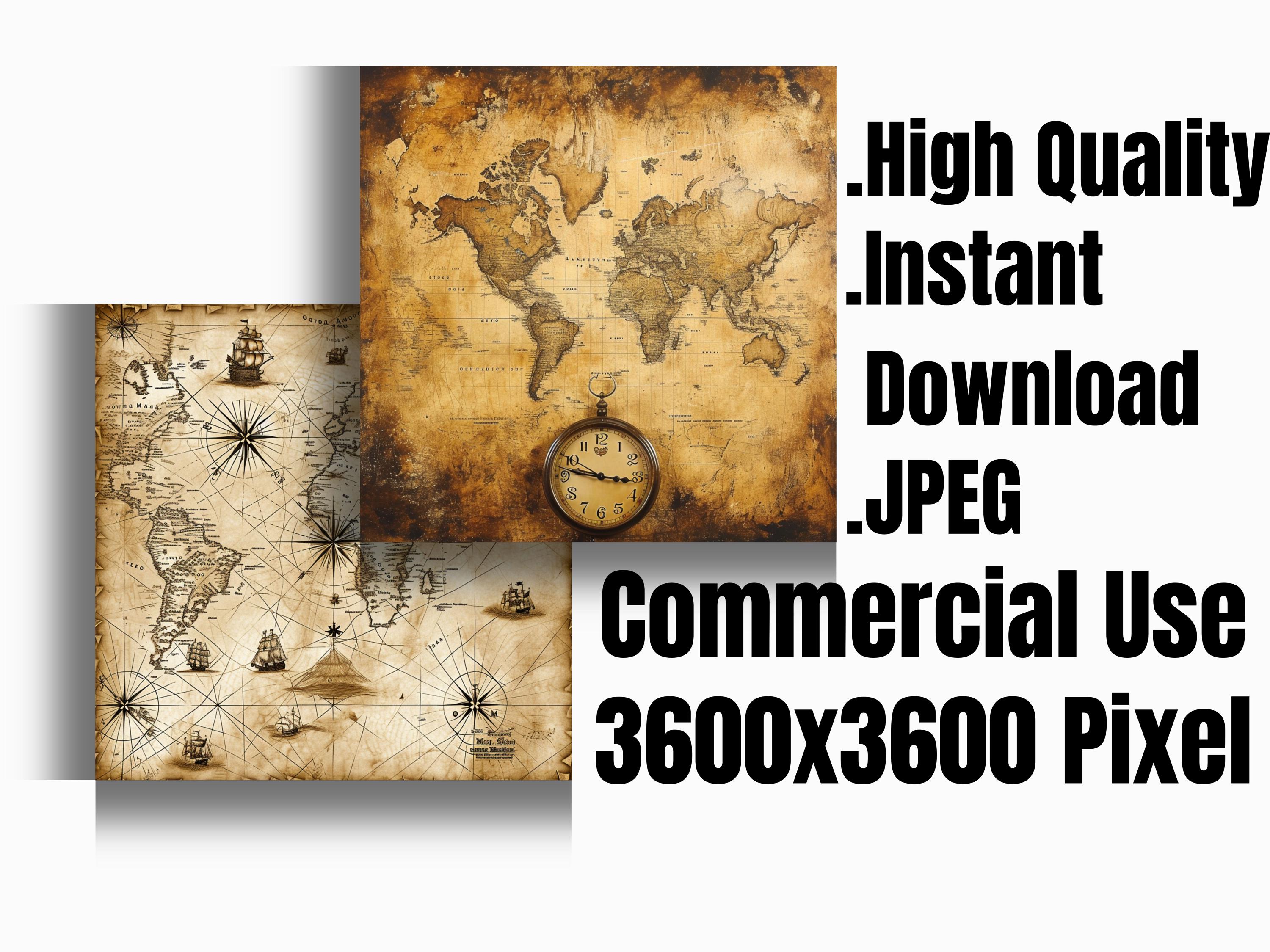 Antique Maps Digital Paper, 24 Vintage Maps, World Map Scrapbook Paper ...