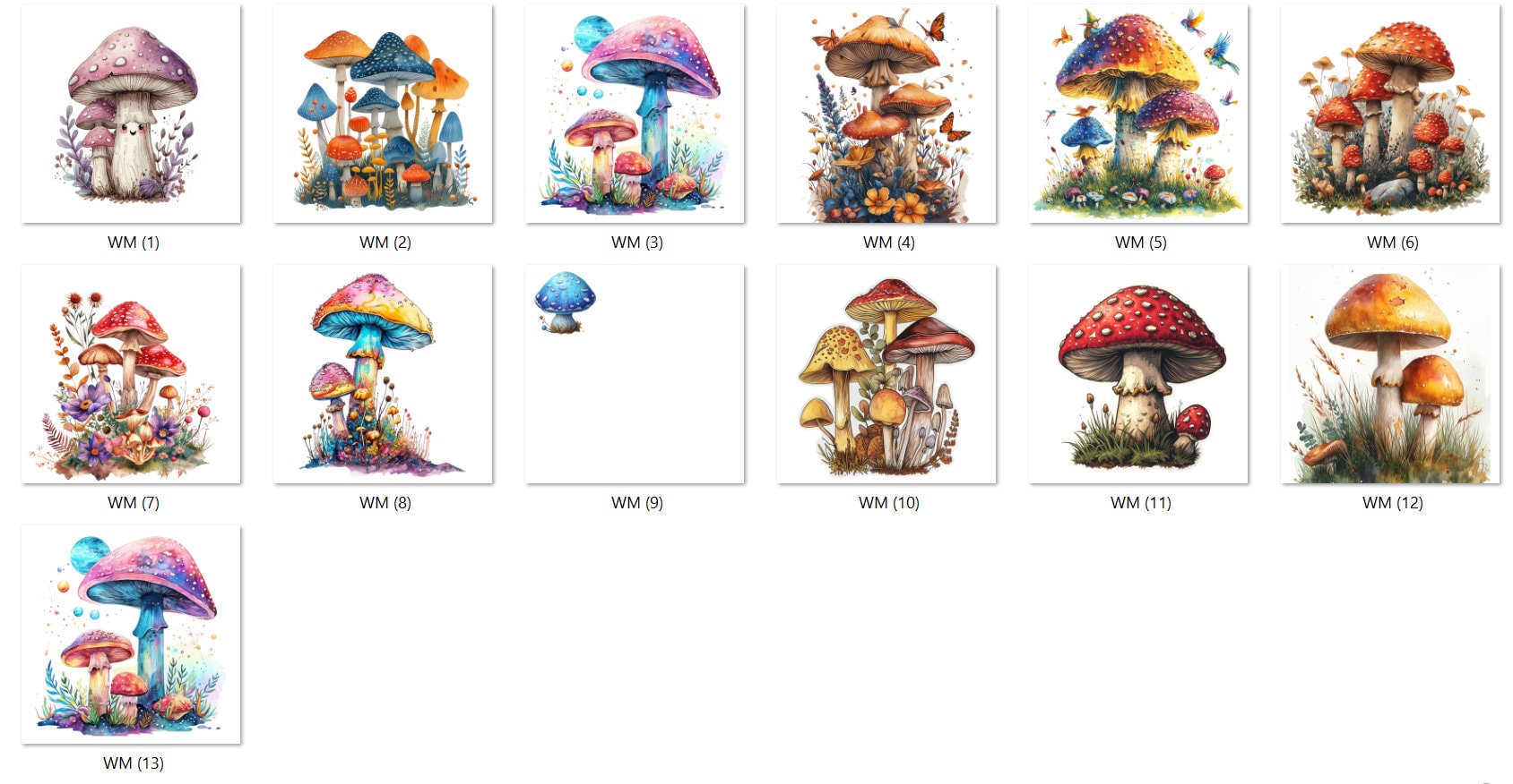 Watercolor Mushrooms Clipart - Instant Download - 13 Cute Forest Nature ...
