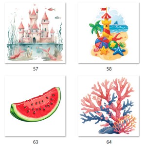 Sunny Beach Day Clipart Bundle, Watercolor Summer, Cute Undersea ...