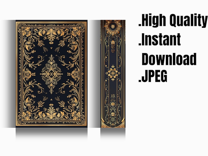 Printable Gilded Book Covers, Black Leather Book Covers, 15 Vintage ...