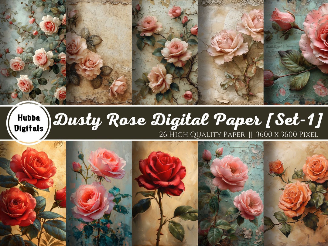 Dusty Rose Digital Paper - Digital Paper Pack - 26 Jpegs - Instant ...
