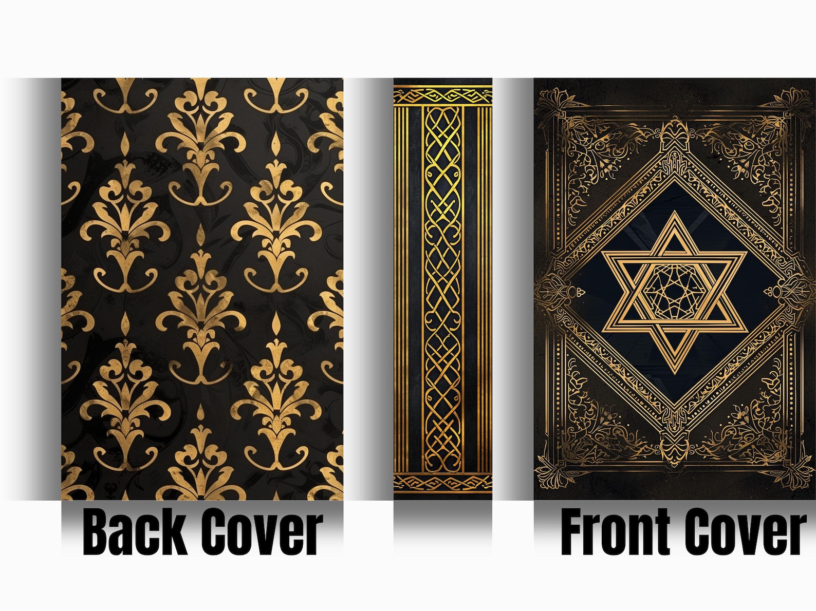 Printable Gilded Book Covers, Black Leather Book Covers, 15 Vintage ...