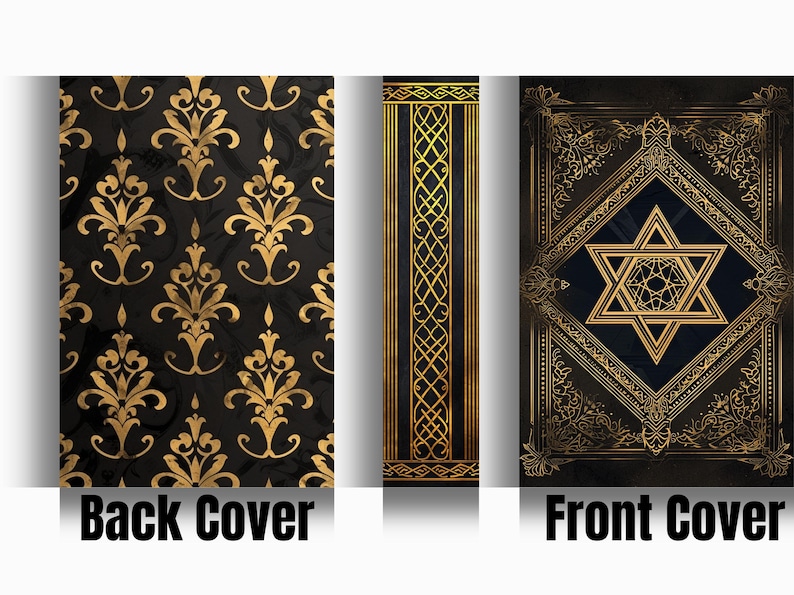 Printable Gilded Book Covers, Black Leather Book Covers, 15 Vintage ...