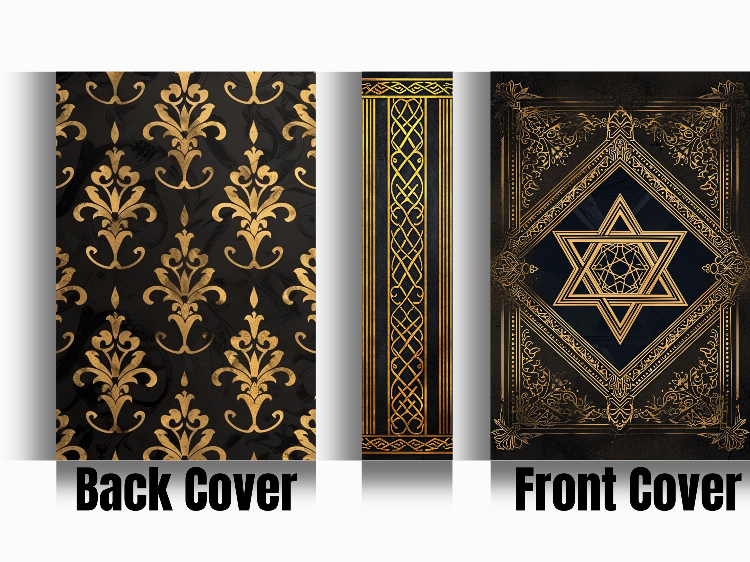 Printable Gilded Book Covers, Black Leather Book Covers, 15 Vintage ...