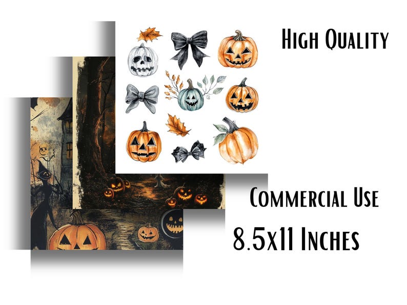 Spooky Season Printable Papers, 30 Junk Journal Kit, Pages ...