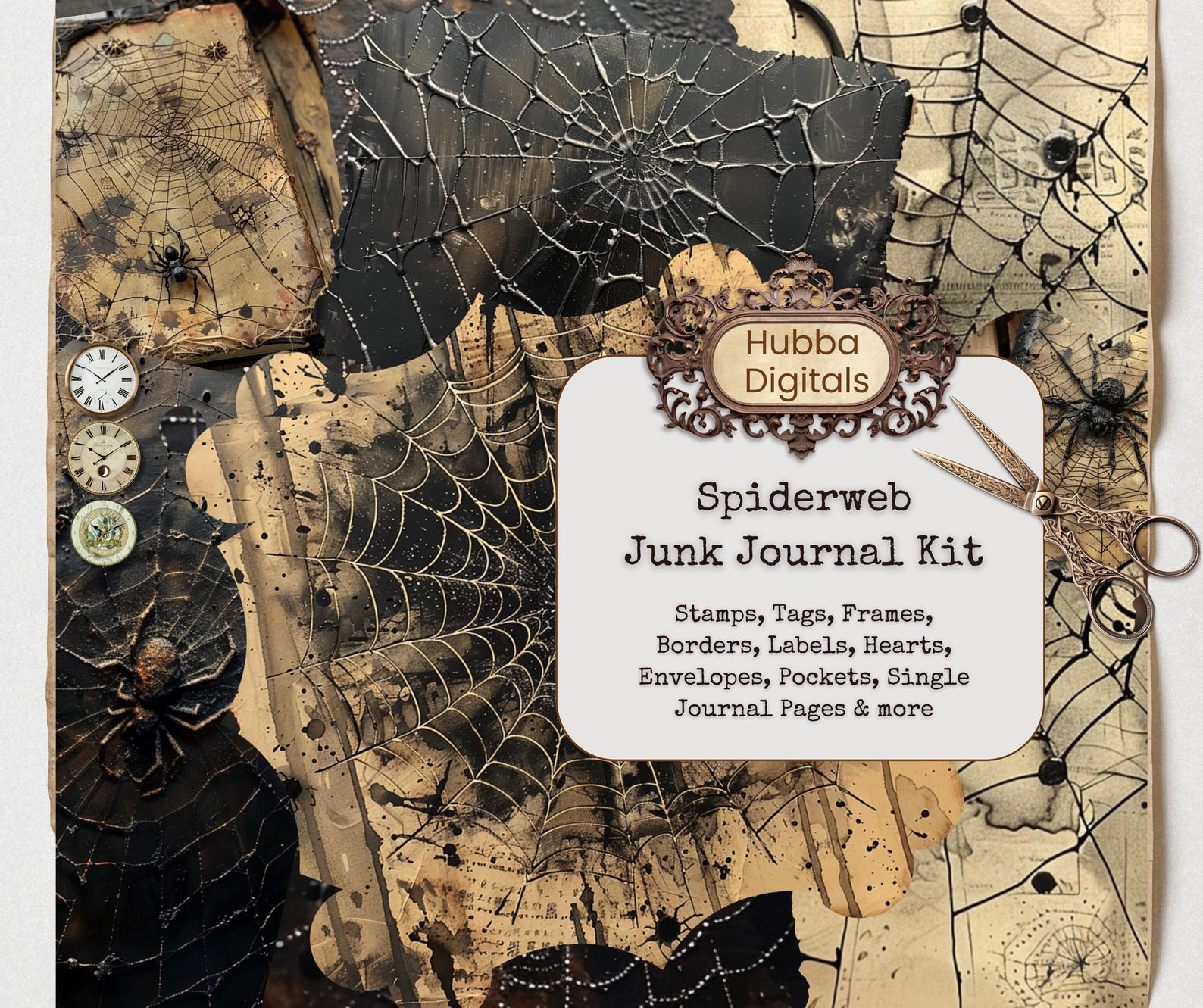 Creepy Spiderweb Junk Journal Kit, Dark Fantasy Bujo Black Witchy ...