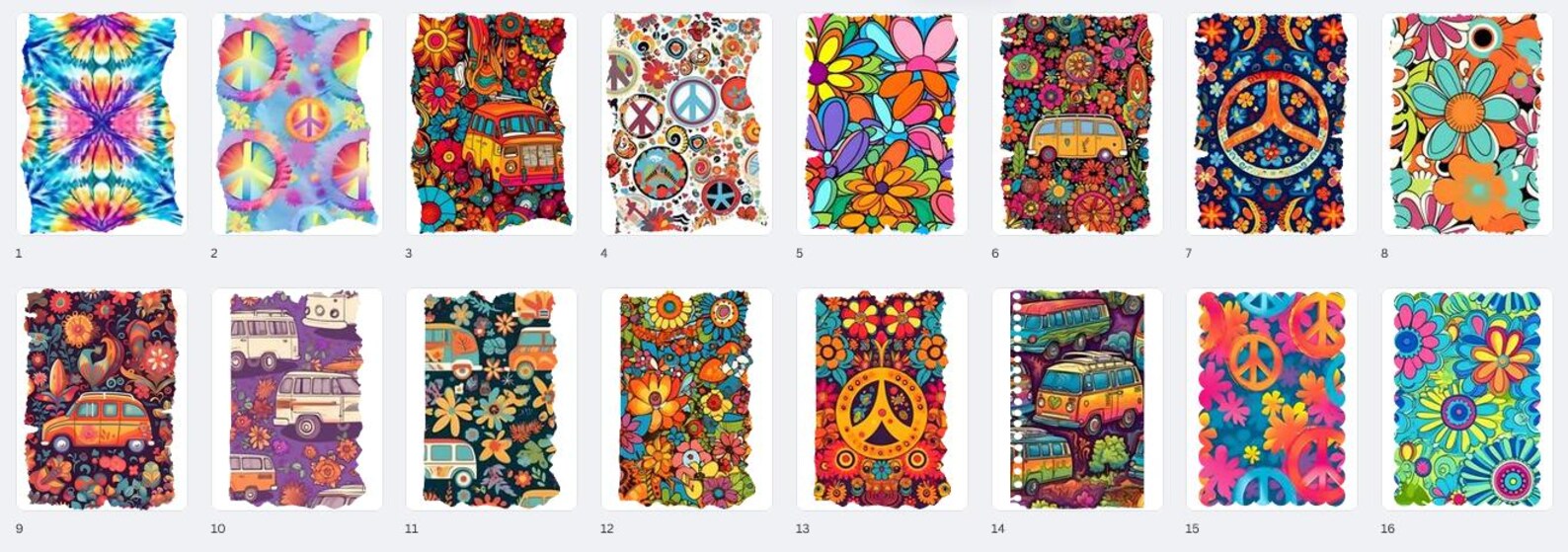 Hippie Pattern Junk Journal Kit, Commercial Use, Digital Paper, Hippie ...