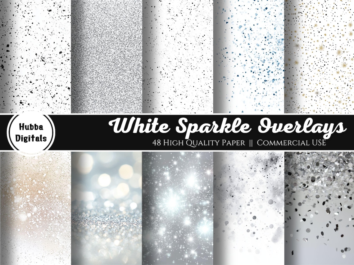 White Sparkle Overlays, Digital Clipart Graphics, Instant Download ...