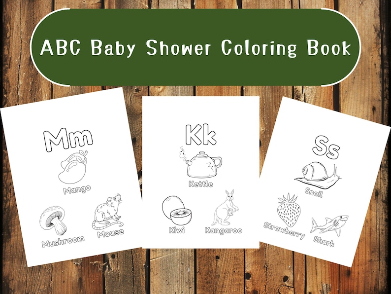 ABC Baby Shower Coloring Book, Baby's First ABC Book,bears Theme ...