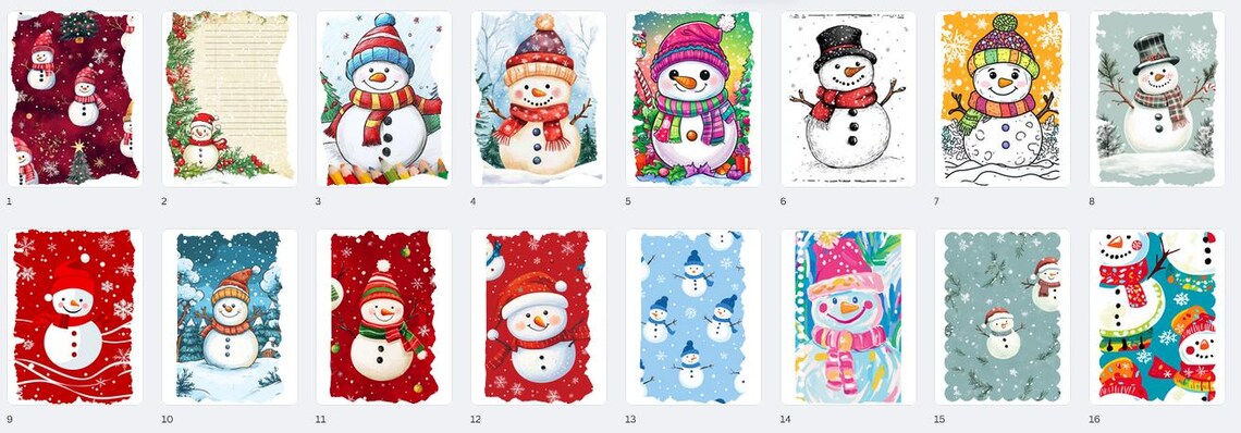 Snowman Digital Paper Graphics Junk Journal Kit Pattern Instant ...