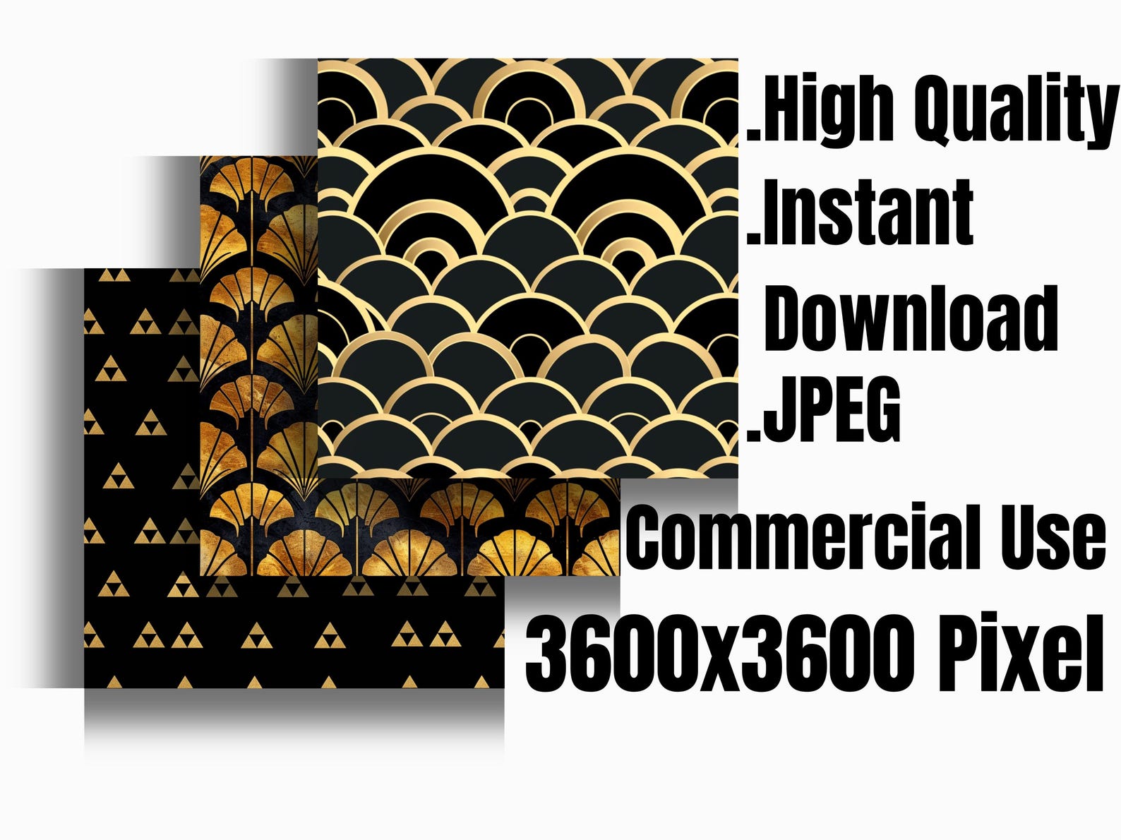 Art Deco Digital Paper, 26 Seamless Retro Art Deco Patterns in Black ...