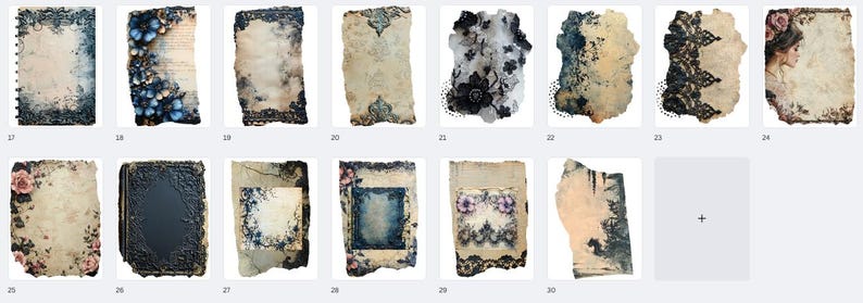 Black Lace Junk Journal Kit, Vintage Lace Scrapbook Lace Printable ...