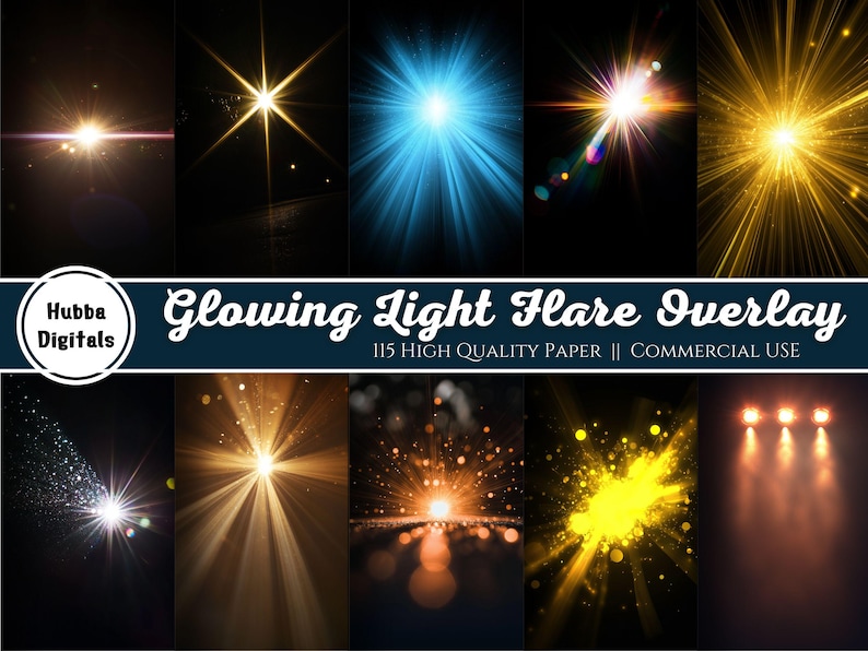 Glowing Light Flare Overlay Digital Images, Instant Download ...