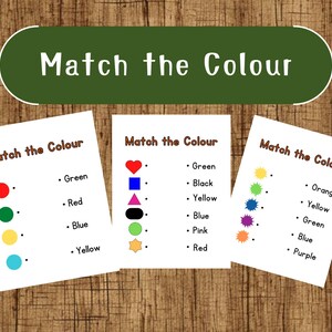 Printable Matching Worksheets, Match the Colors, Kindergarten Preschool ...