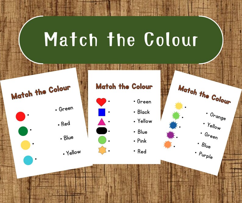 Printable Matching Worksheets, Match the Colors, Kindergarten Preschool ...