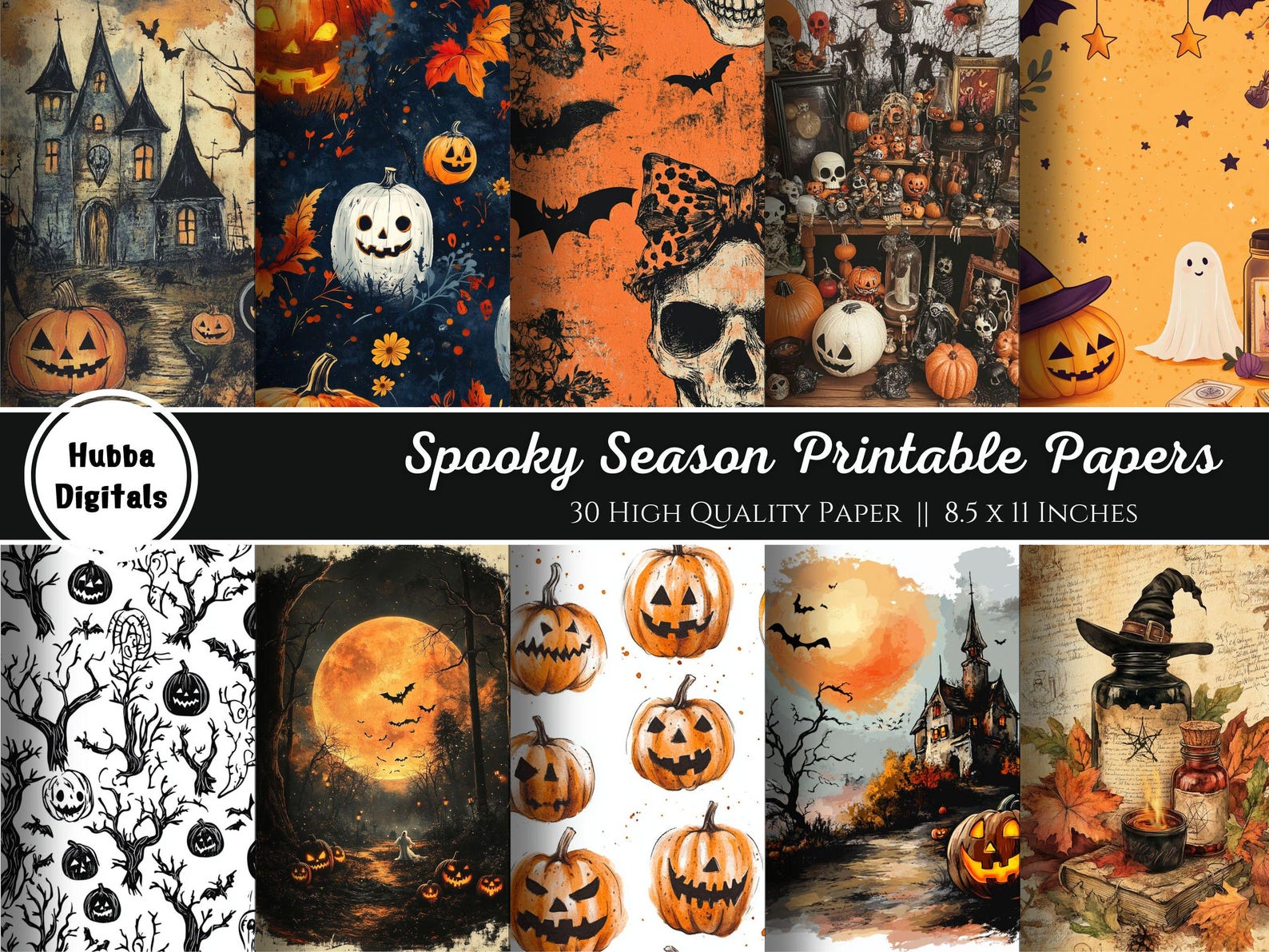 Spooky Season Printable Papers, 30 Junk Journal Kit, Pages ...