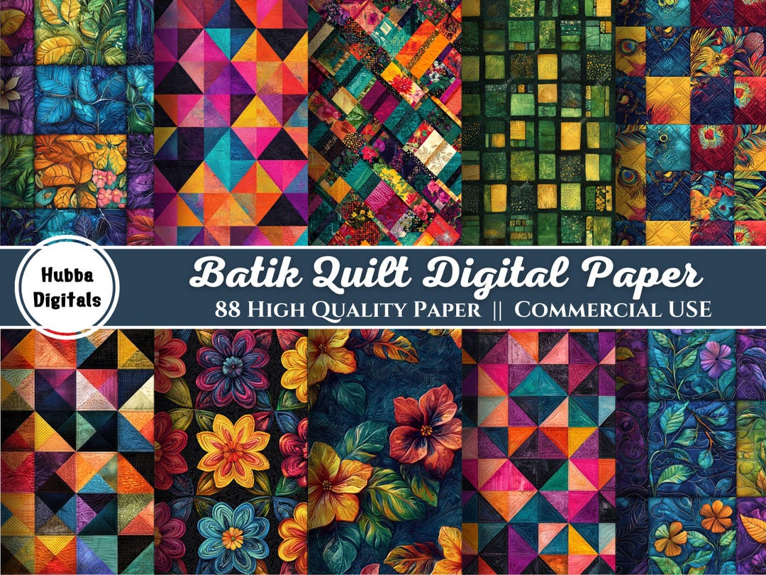 Batik Quilt Digital Paper, Batik Textures Digital Paper, Printable ...