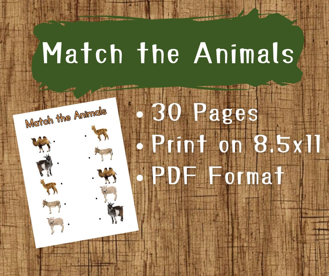 Printable Matching Worksheets, Match the Animals, Kindergarten ...