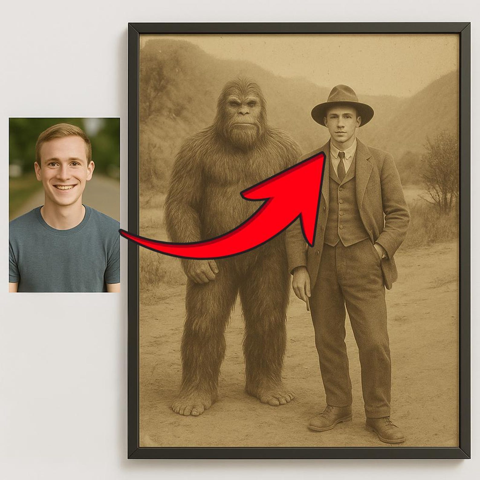 Custom Sasquatch Portrait | Vintage Style Bigfoot Art Print | Sasquatch ...