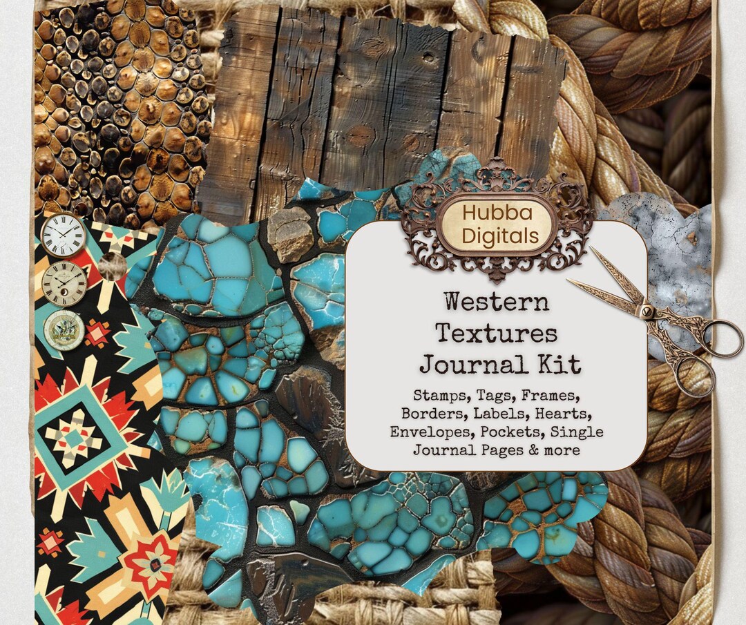 Western Textures Junk Journal Kit, Cowboy Textures Digital Paper, Wild ...