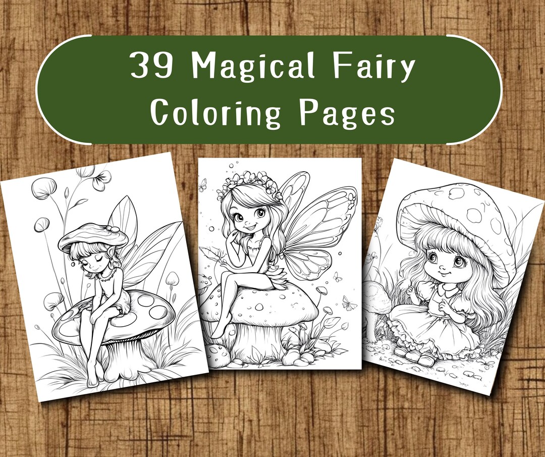 39 Enchanted Fairy Coloring Pages, Adult and Kids Coloring Book ...