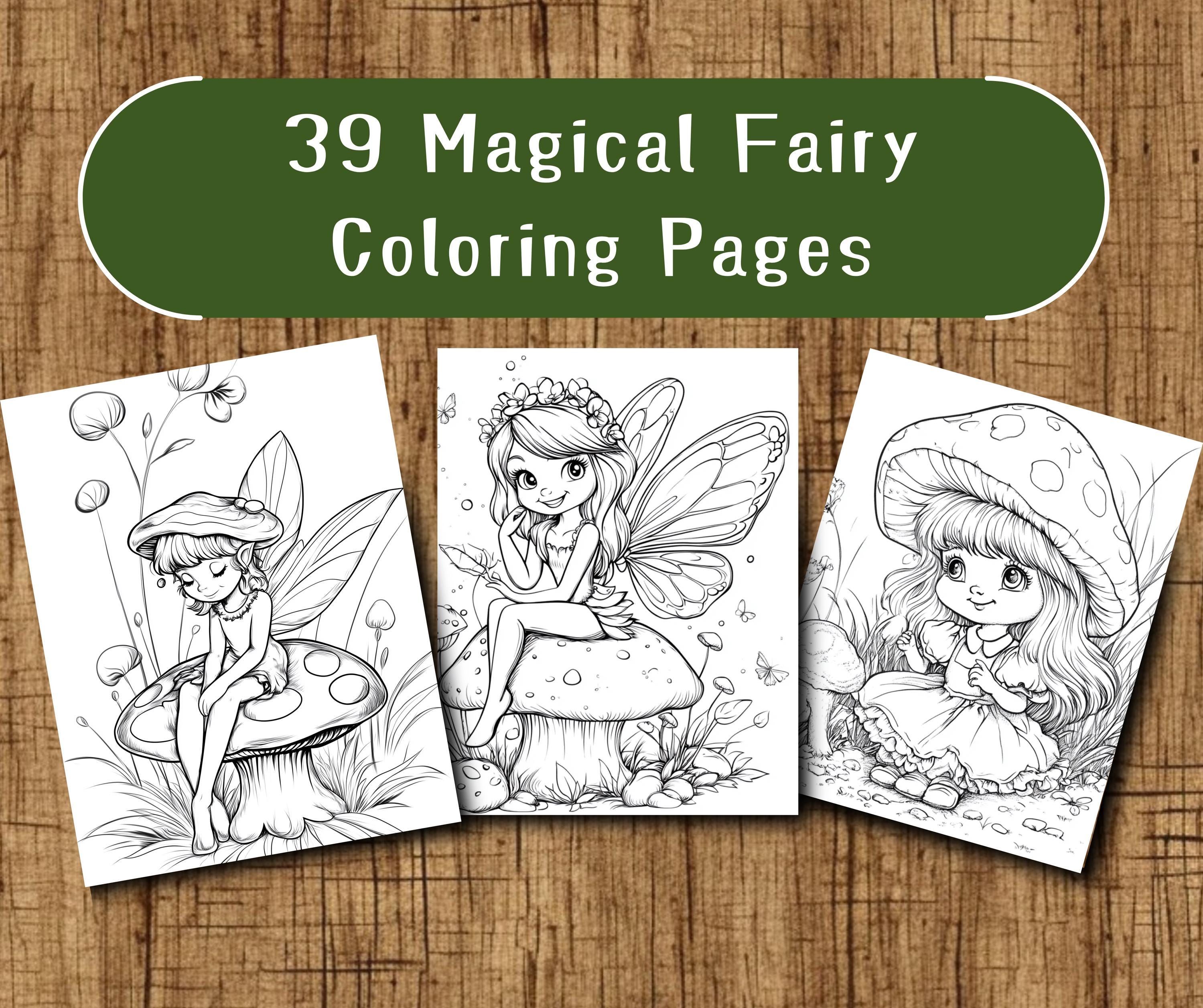 39 Enchanted Fairy Coloring Pages, Adult and Kids Coloring Book ...