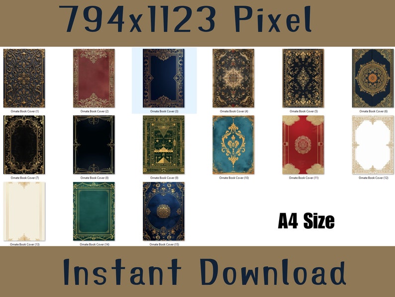 Ornate Gold Book Covers, 15 Printable Decorative Gilded Book Covers, 8. ...