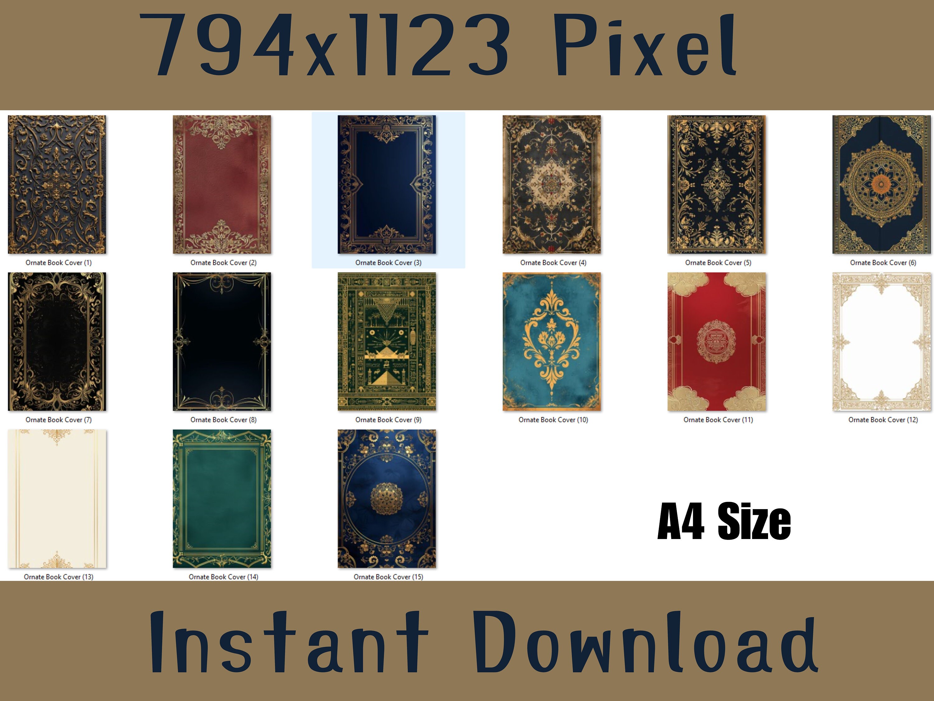 Ornate Gold Book Covers, 15 Printable Decorative Gilded Book Covers, 8. ...