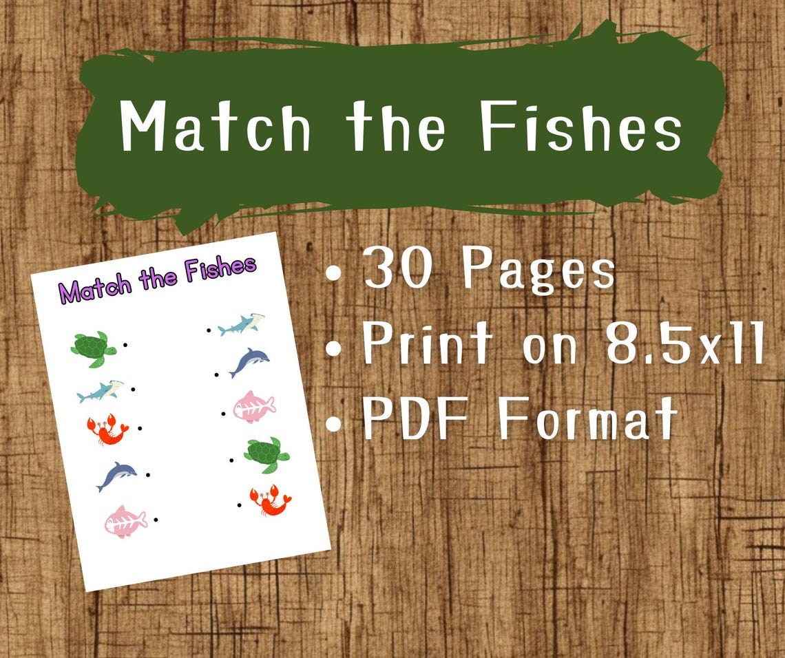 Printable Matching Worksheets, Match the Fishes, Kindergarten Preschool ...