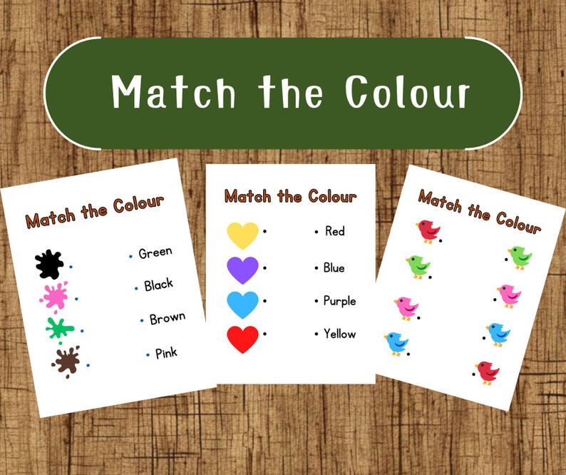 Printable Matching Worksheets, Match the Colors, Kindergarten Preschool ...