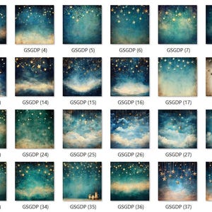 Gold Starry Grunge Digital Paper, Golden Starry Night Digital Papers ...