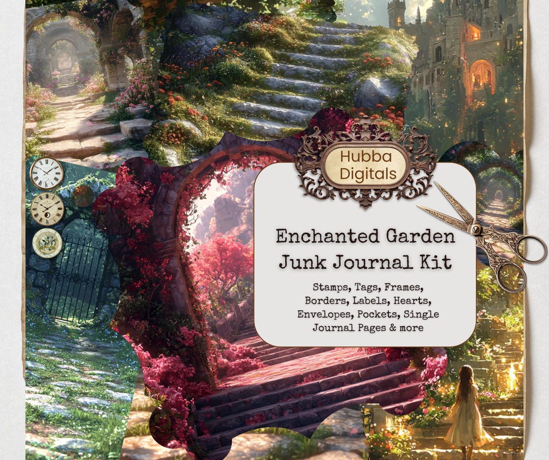 Printable Enchanted Garden Digital Paper, Secret Garden Background ...