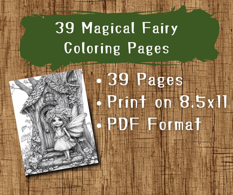 39 Enchanted Fairy Coloring Pages, Adult and Kids Coloring Book ...
