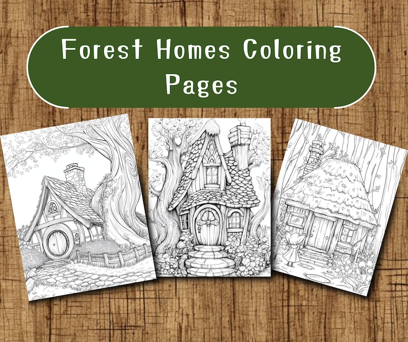 80 Blooming Forest Homes Coloring Pages, Kids Adults, Instant Download ...