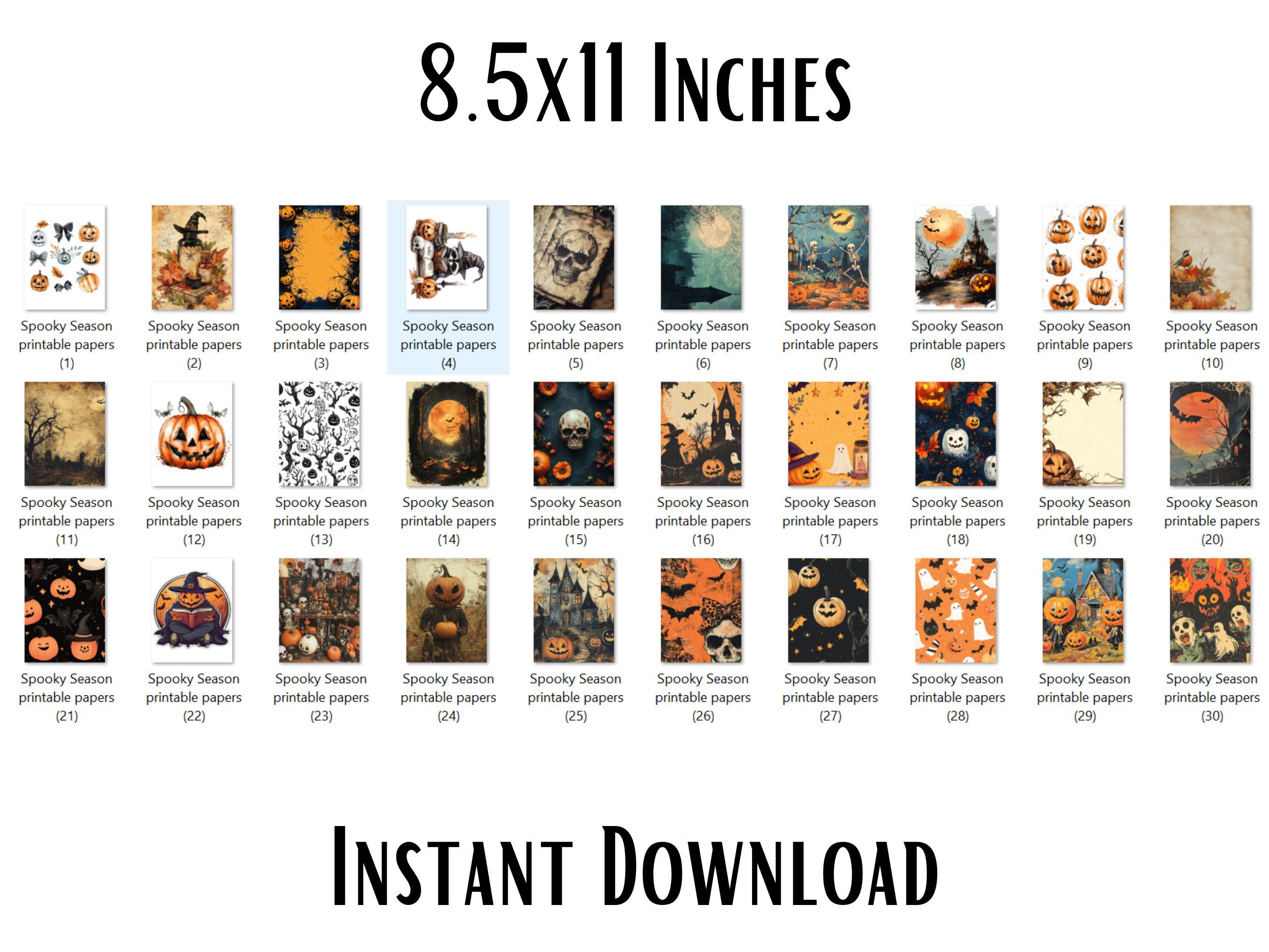 Spooky Season Printable Papers, 30 Junk Journal Kit, Pages ...