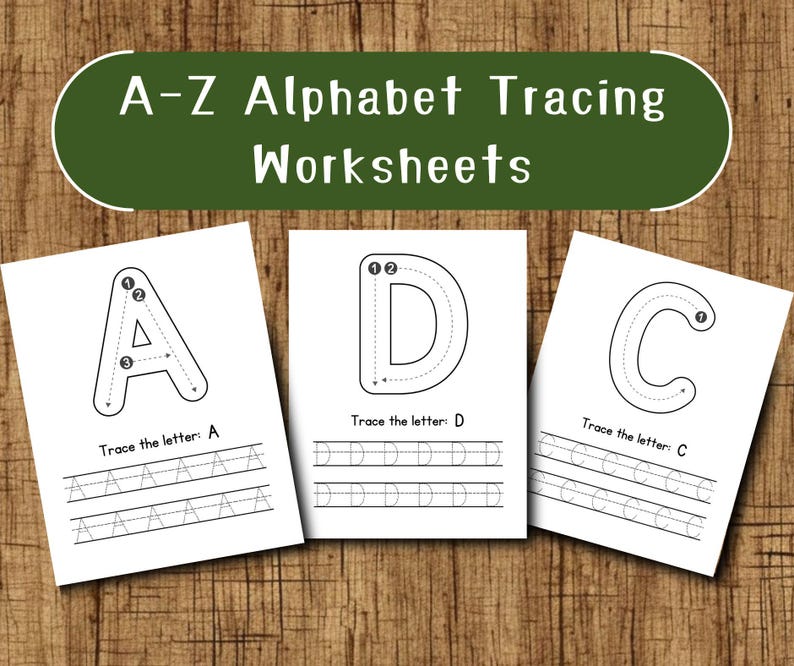 Alphabet Tracing Worksheets A-Z, ABC Tracing Workbook, Handwriting ...