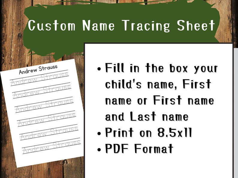 Custom Name Tracing Sheet Handwriting Practice Personalized Name Trace ...