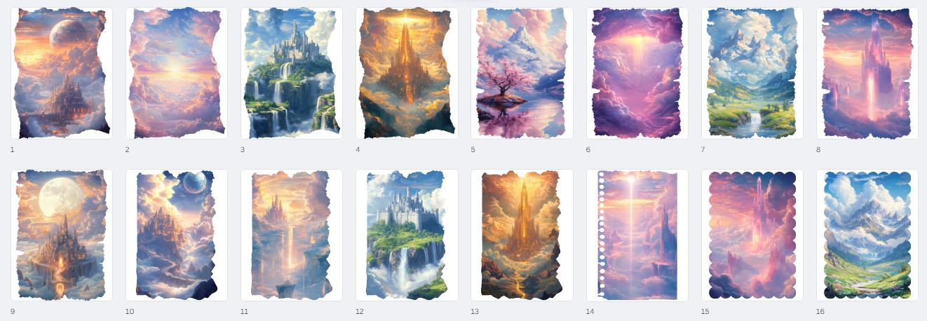 Printable Fantasy Clouds Junk Journal, Cloudy Sky Background, Sky ...