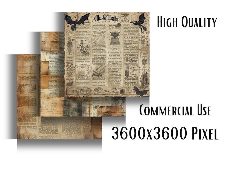 Newspaper Vintage, Newspaper Paper Pack, 22 Printable Grunge Paper Pack ...