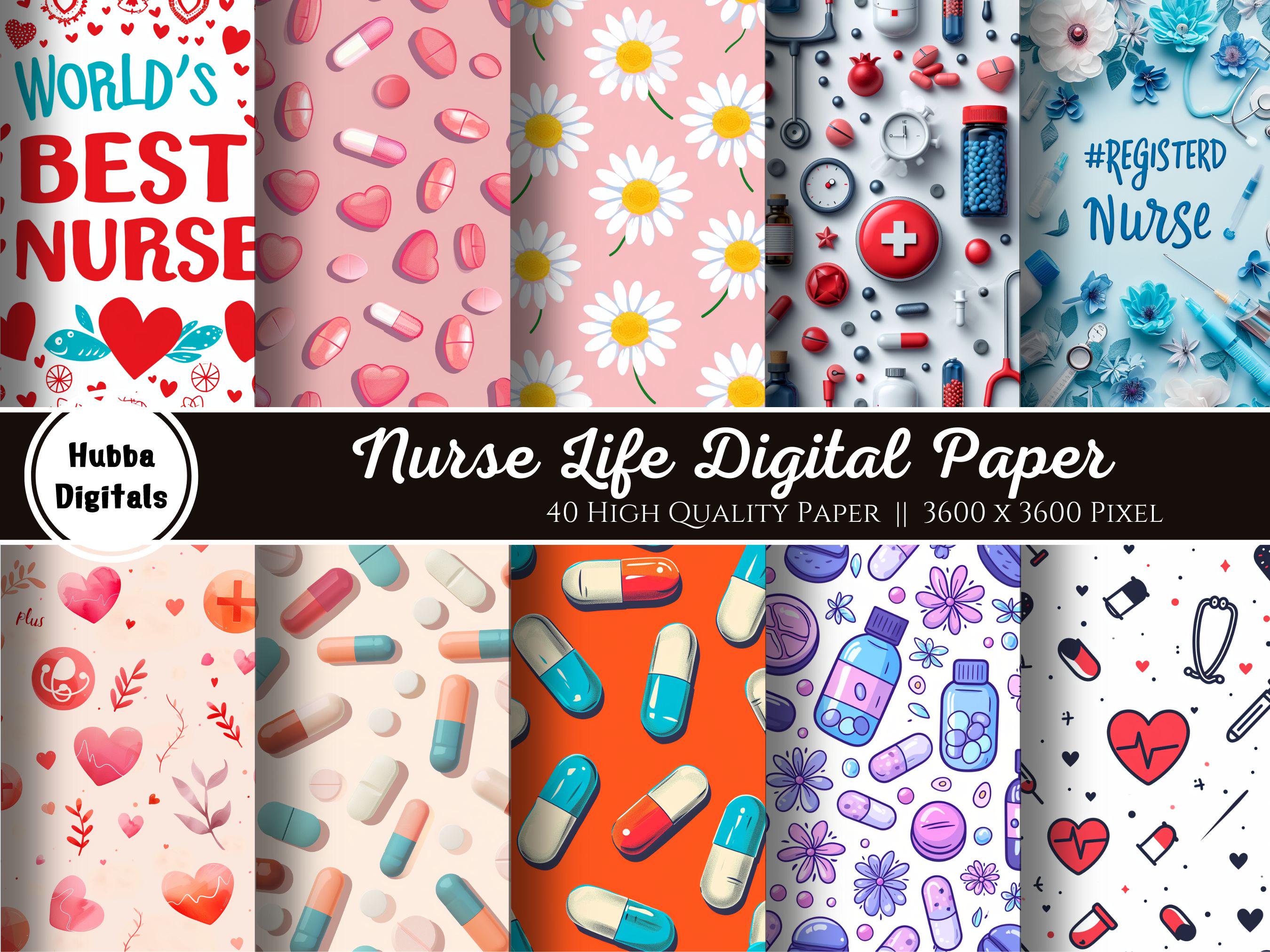 NURSE LIFE, 40 Nurse Seamless Repeat Pattern, Retro Healthcare, Medical ...