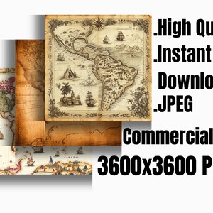 Antique Maps Digital Paper, 24 Vintage Maps, World Map Scrapbook Paper ...
