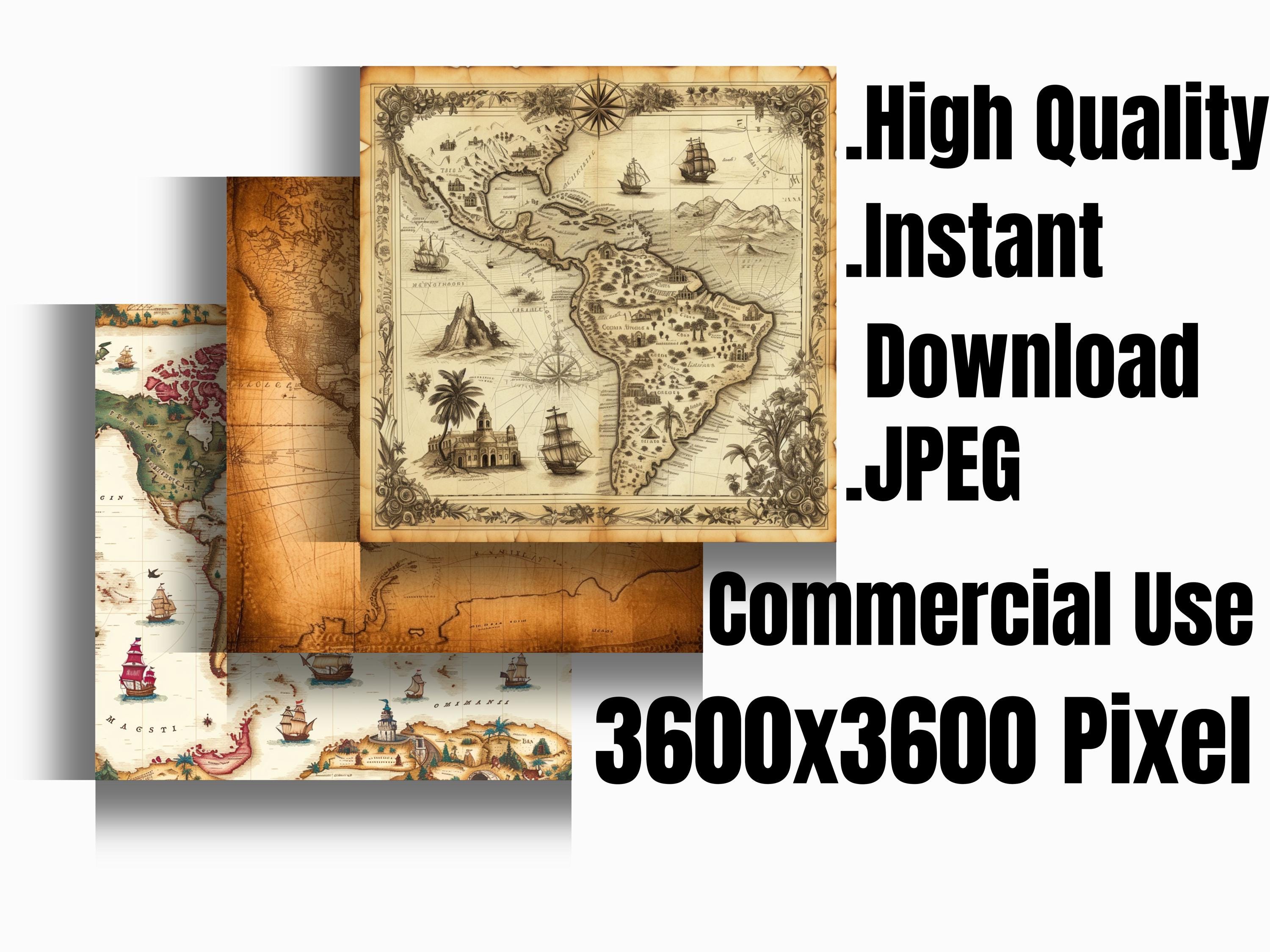 Antique Maps Digital Paper, 24 Vintage Maps, World Map Scrapbook Paper ...