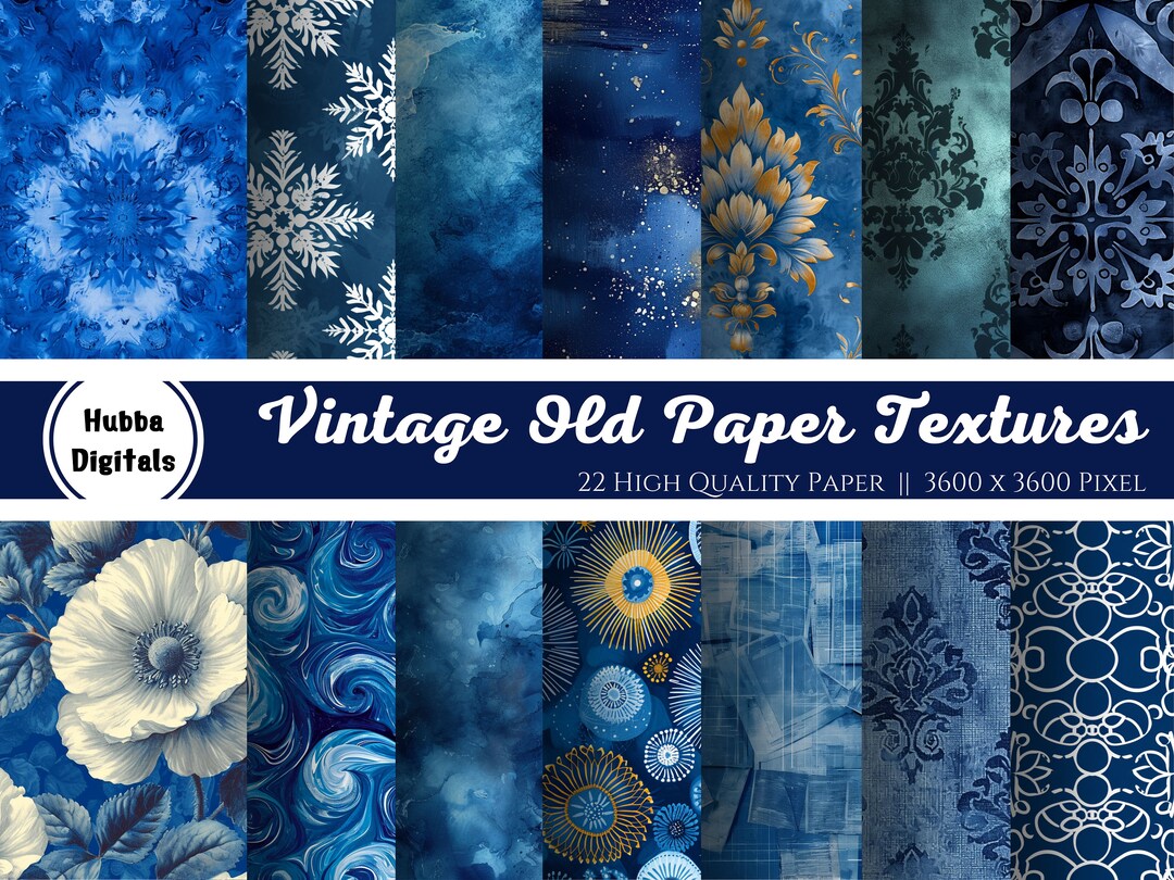 Blue Ephemera Digital Paper, 22 Old Paper Textures, Instant Download ...