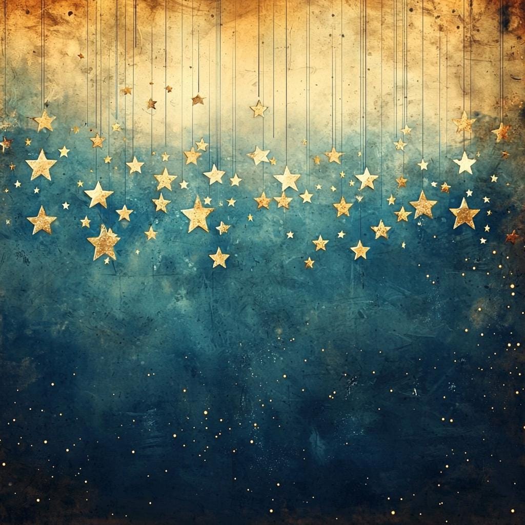 Gold Starry Grunge Digital Paper, Golden Starry Night Digital Papers ...