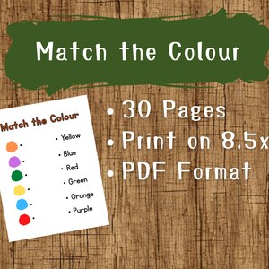 Printable Matching Worksheets, Match the Colors, Kindergarten Preschool ...