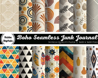 10 Boho Seamless Digital Papers, Boho Scrapbook Paper, Boho Backgrounds ...