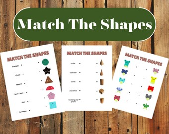 Shapes Matching Activity Printable Pdf Page, Toddler, Preschool ...