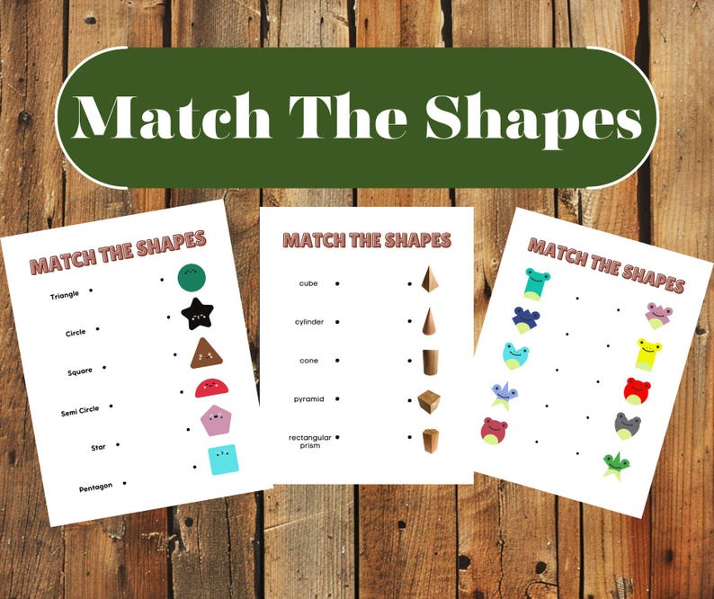 Shapes Matching Activity Printable Pdf Page, Toddler, Preschool ...
