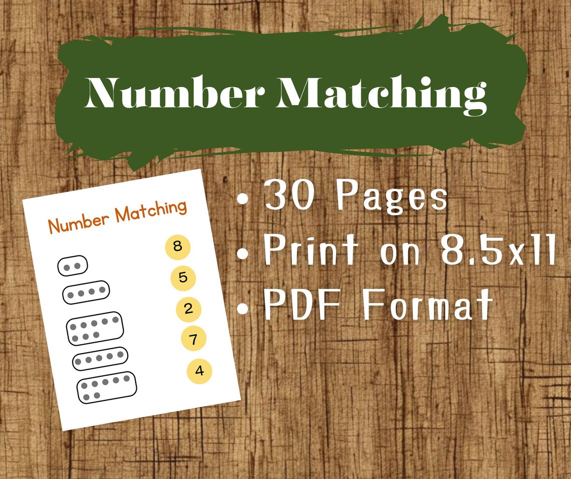 Printable Matching Worksheets, Match the Number, Kindergarten Preschool ...