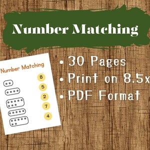 Printable Matching Worksheets, Match the Number, Kindergarten Preschool ...